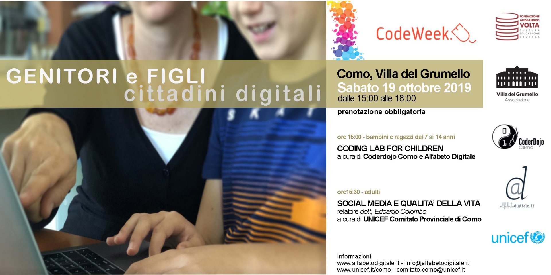 Genitori e Figli: cittadini digitali - 19 ottobre 2019 - CoderDojo Como